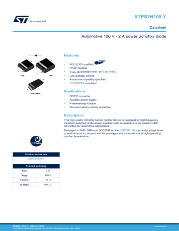 STMicroelectronics STPS2H100-Y Datasheet | Manualzz