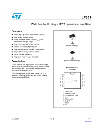 STMicroelectronics LF351 Datasheet | Manualzz