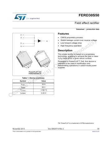 STMicroelectronics FERD30S50 Datasheet | Manualzz