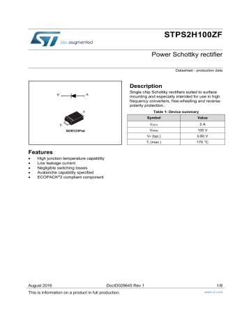 STMicroelectronics STPS2H100ZF Datasheet | Manualzz