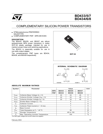 STMicroelectronics BD437 Datasheet | Manualzz