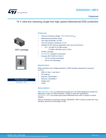 STMicroelectronics ESDZX051-1BF4 Datasheet | Manualzz