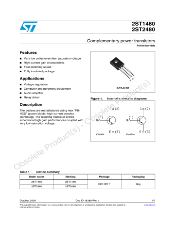 STMicroelectronics Complementary power transistors Datasheet | Manualzz