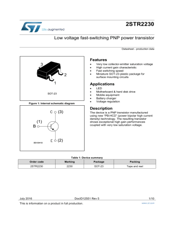 STMicroelectronics 2STR2230 Data Sheet | Manualzz