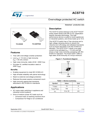 STMicroelectronics ACST10 Datasheet | Manualzz