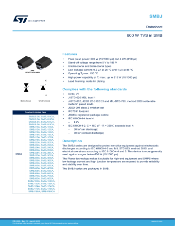 STMicroelectronics SMBJ5.0CA Datasheet | Manualzz