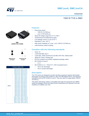 STMicroelectronics SMCJ33CA Datasheet | Manualzz