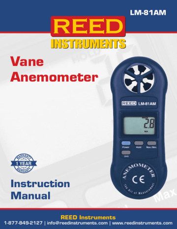 REED LM-81AM Compact Vane Anemometer Instruction manual | Manualzz