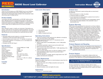 REED R8090 Sound Level Calibrator Instruction manual | Manualzz