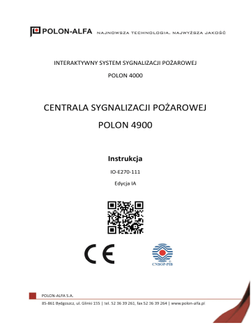 AAT POLON 4900 Centrala sygnalizacji pożarowej Instrukcja obsługi | Manualzz