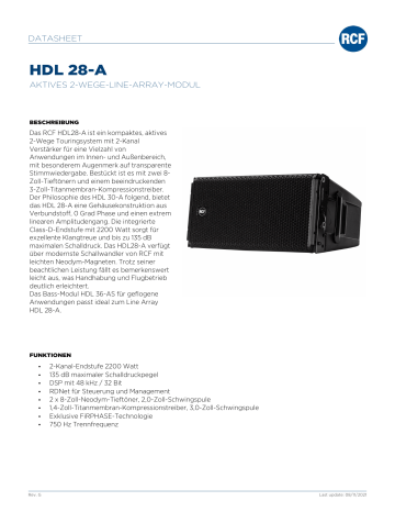 RCF HDL 28-A ACTIVE TWO-WAY LINE ARRAY MODULE Spezifikation | Manualzz
