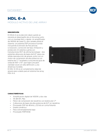 RCF HDL 6-A ACTIVE LINE ARRAY MODULE Especificación | Manualzz
