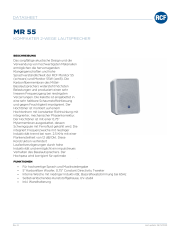 RCF MR 55 2 WAY REFLEX SPEAKER HIGH DEFINITION Spezifikation | Manualzz