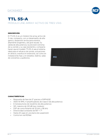 RCF TTL 55-A ACTIVE THREE-WAY LINE ARRAY MODULE Especificación | Manualzz