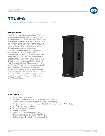 RCF TTL 6-A ACTIVE THREE-WAY LINE ARRAY MODULE Spezifikation | Manualzz