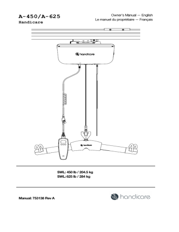 Handicare A-Series Ceiling Lift Owner's Manual | Manualzz