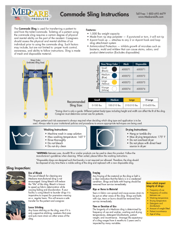 Handicare Medcare Commode Sling Instructions | Manualzz