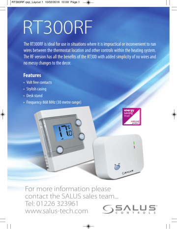 Salus RT300RF Spec Sheet | Manualzz