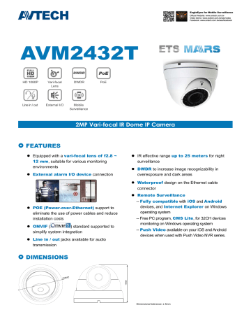 Avtech AVM2432T IP Camera Datasheet | Manualzz