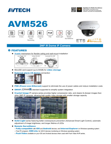 Avtech AVM526 IP Camera Datasheet | Manualzz