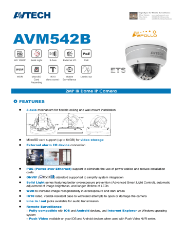 Avtech AVM542B IP Camera Datasheet | Manualzz