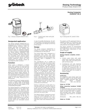 Grunbeck Dosing computer EXADOS® EK Data Sheet | Manualzz