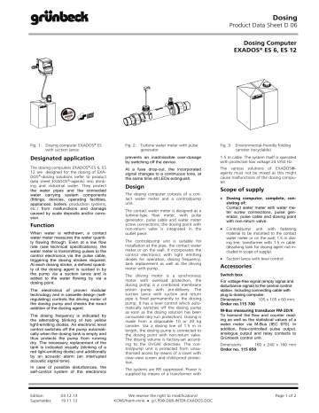 Grunbeck Dosing computer EXADOS® ES/EGS Data Sheet | Manualzz
