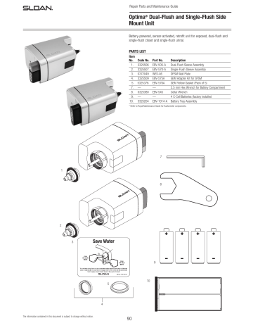 Sloan EBV500/EBV550 Flushometer Repair & Maintenance Guide | Manualzz