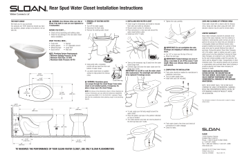 Sloan HET Rear Spud Installation Instructions | Manualzz