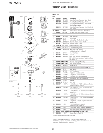 Sloan Optima Plus Flushometer Repair & Maintenance Guide | Manualzz
