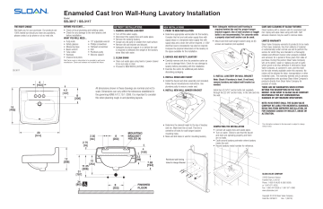 Sloan SS-3017 / SS-3117 Lavatory Installation Instructions | Manualzz