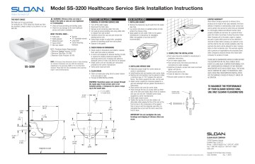 Sloan SS-3200 Lavatory Installation Instructions | Manualzz