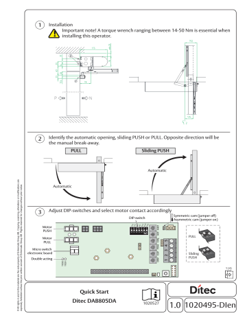 Ditec DAB805DA Automatic pedestrian door Instructions | Manualzz
