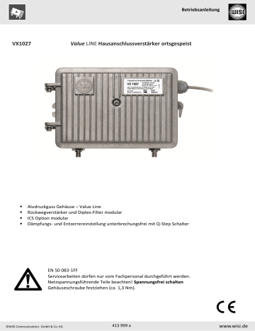 Wisi VX 1027 In-house amplifier Bedienungsanleitung | Manualzz