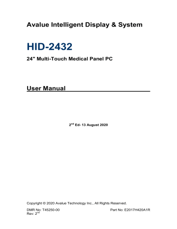 Avalue HID-2432 24” Multi-touch Medical Panel PC User manual | Manualzz