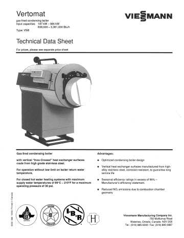 Viessmann Vertomat, VSB-17 to VSB-89 Commercial Boiler Manual | Manualzz