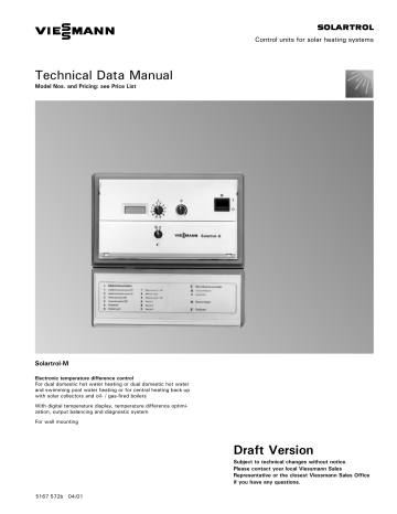 Viessmann Solartrol-M Control Solar System Manual | Manualzz