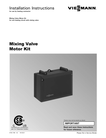 Viessmann Mixing Valves Hydronic Accessorie Installation Instructions ...