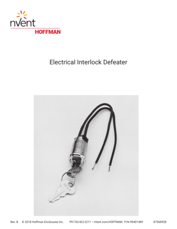 Nvent Electrical Interlock Defeater Instruction manual | Manualzz