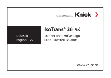 Knick IsoTrans 36/37 Loop-Powered Isolator for Standard Signal ...