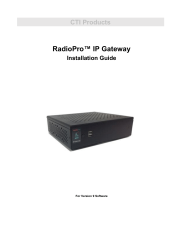 CTI Products RadioPro IP Gateway Install Guide | Manualzz