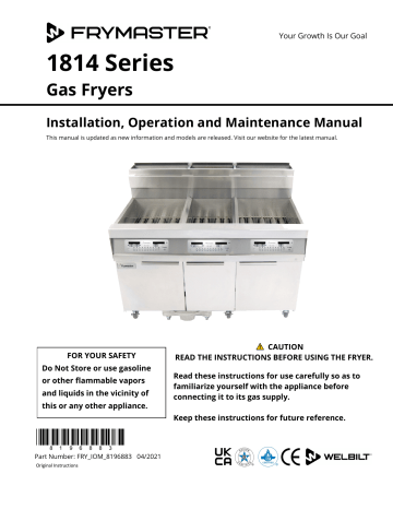 Frymaster 1814G Series Gas Fryer Operation Manual | Manualzz