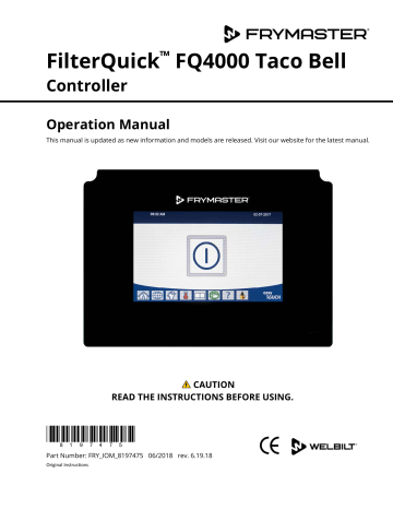 Frymaster FilterQuick Touch FQ4000 Controller Taco Bell Operation Manual | Manualzz