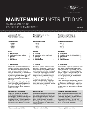 Bitzer Exchanging the Shaft Seal Maintenance Instructions | Manualzz