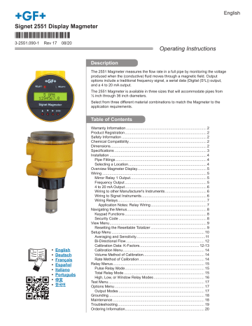 GF Signet 2551 Display Magmeter Owner's Manual | Manualzz