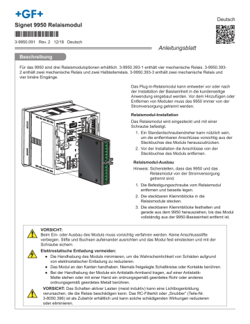 GF Signet Typ 9950 Relaismodul Bedienungsanleitung | Manualzz