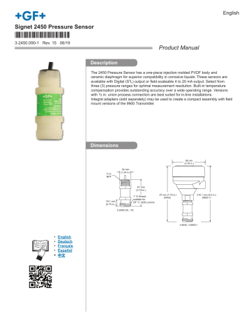GF Signet Type 2450 Pressure Sensor Product manual | Manualzz