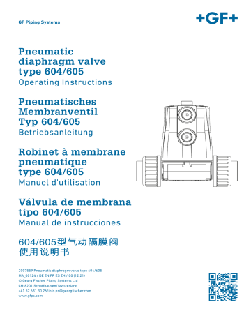 GF Pneumatic Diaphragm Valve Type 604/605 instruction manual | Manualzz