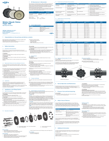 GF Wafer Check Valve Type 369 Operating instructions | Manualzz