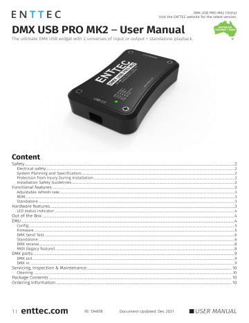 Enttec DMX USB PRO MK2 User Manual | Manualzz